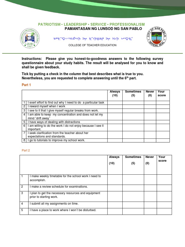 EDUC 3 Metacognition Survey Questionnaire | PDF | Essays