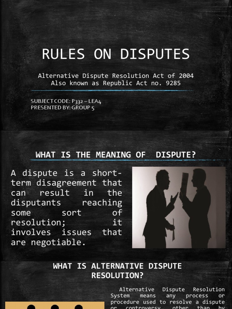 Rules On Disputes | PDF | Alternative Dispute Resolution | Mediation