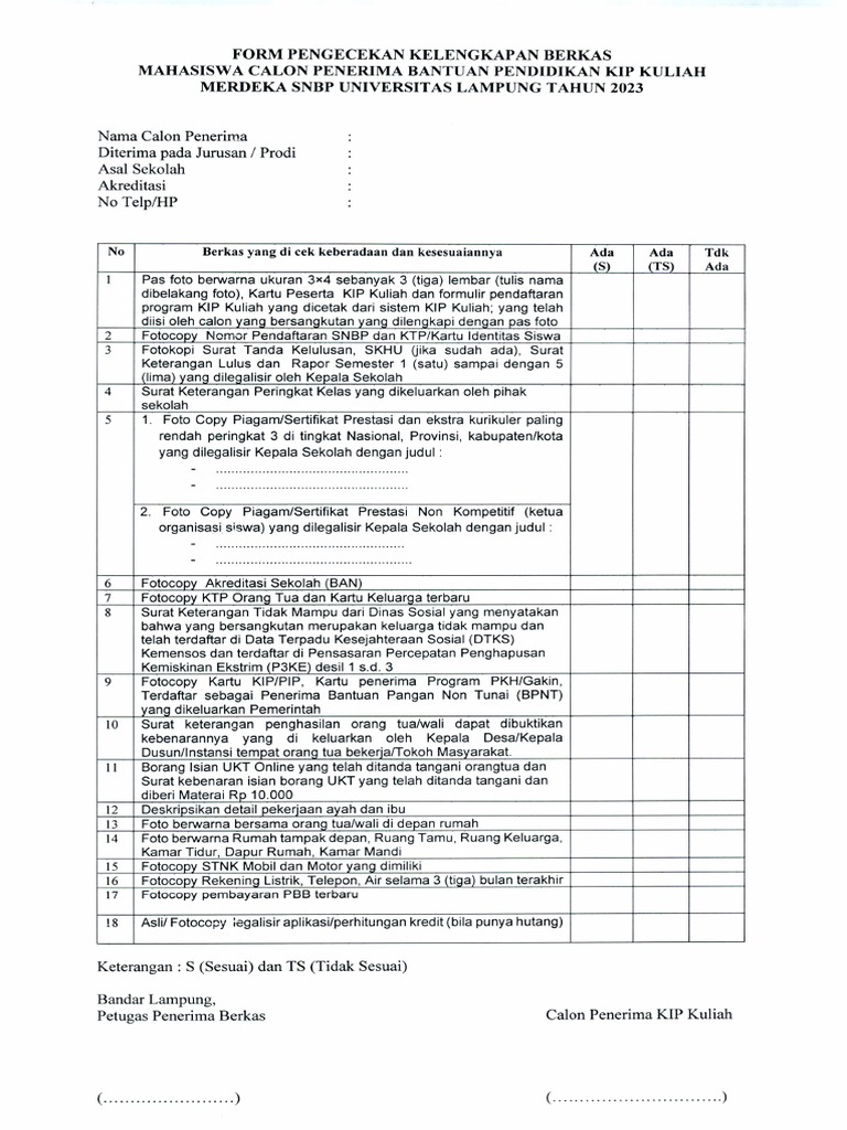 Form Pengecekan | PDF