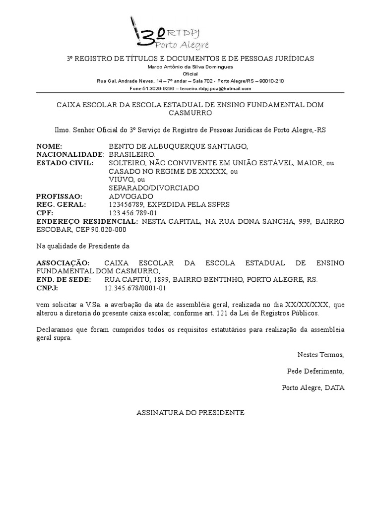 Requerimento e Ata CX Escolar | PDF