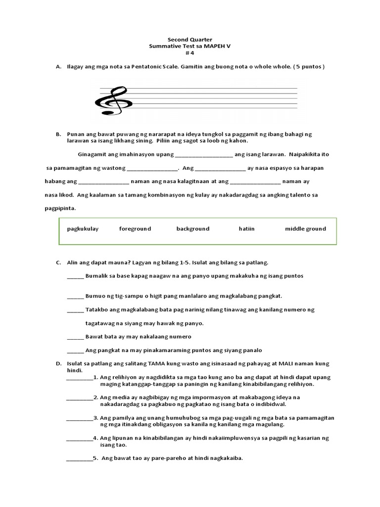 Mapeh-5 ST4 Q2 | PDF