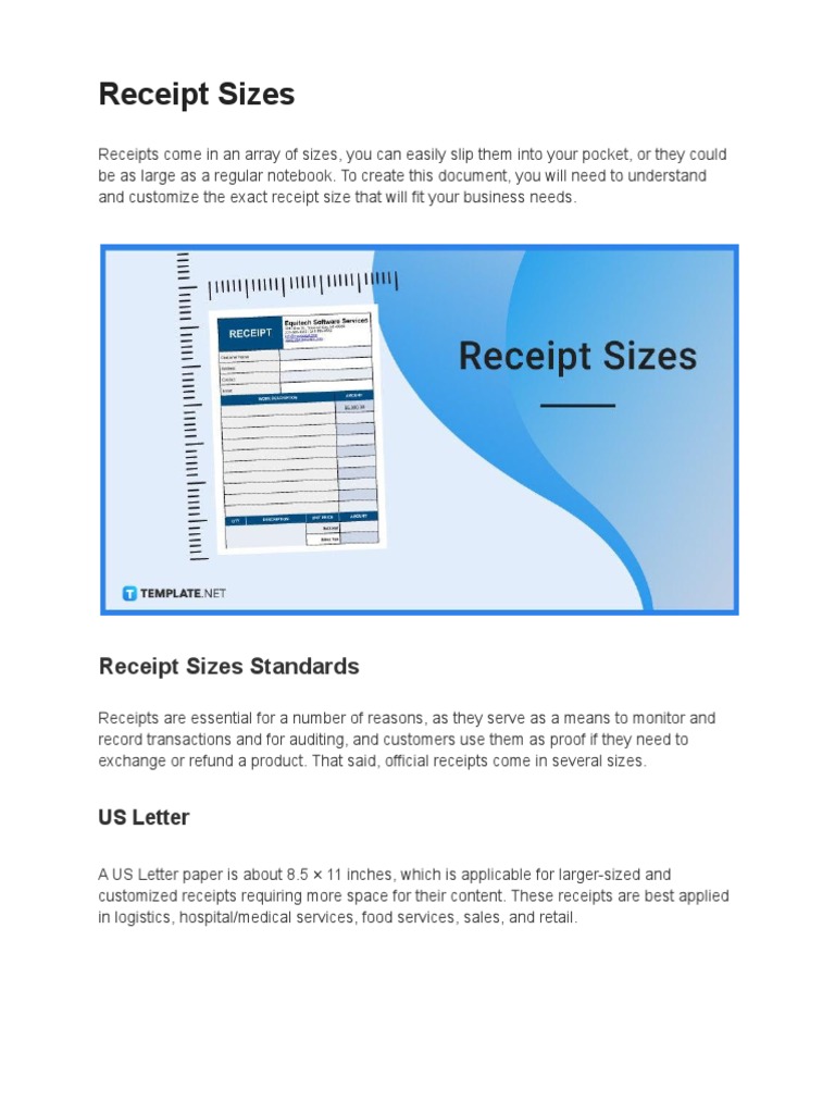 Receipt Sizes Standards | PDF | Receipt | Point Of Sale