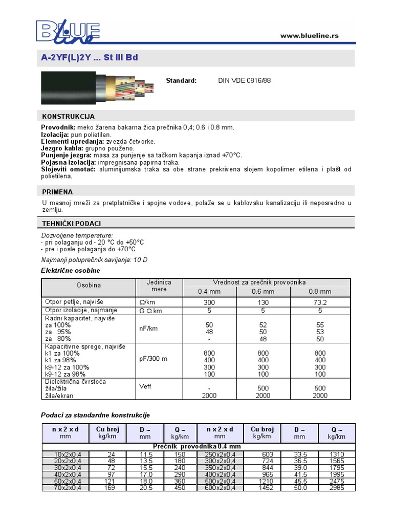 Zadnji Kabl A-2YF (L) 2Y ST III BD | PDF