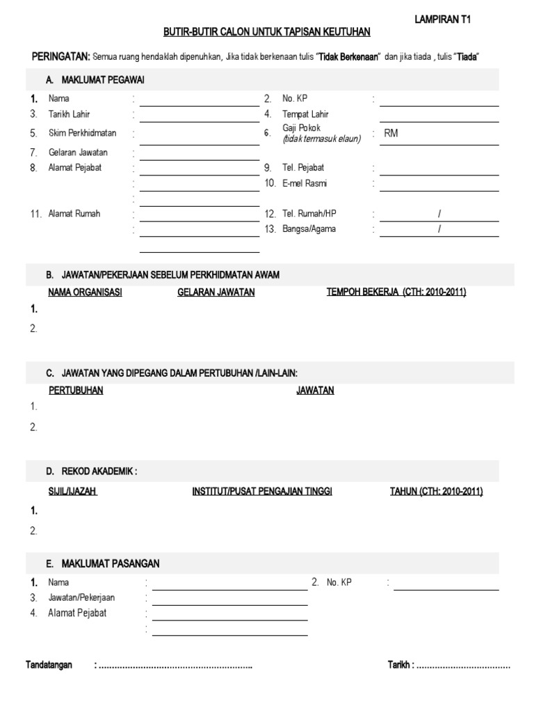 Borang T1 - SPRM | PDF