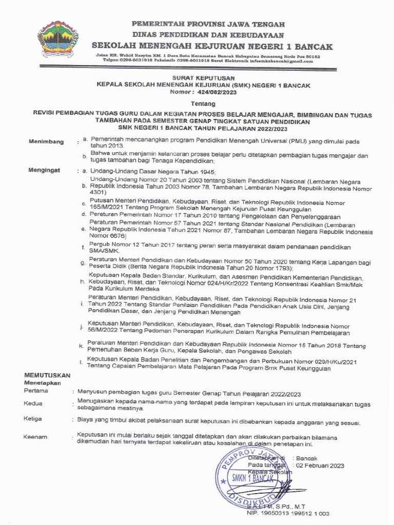 SK Genap Arif Hamidi | PDF