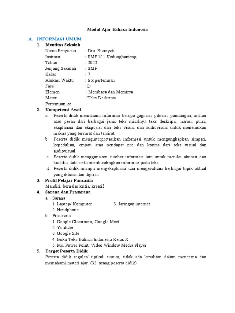 Bahasa Indonesia, Rumiyati | PDF