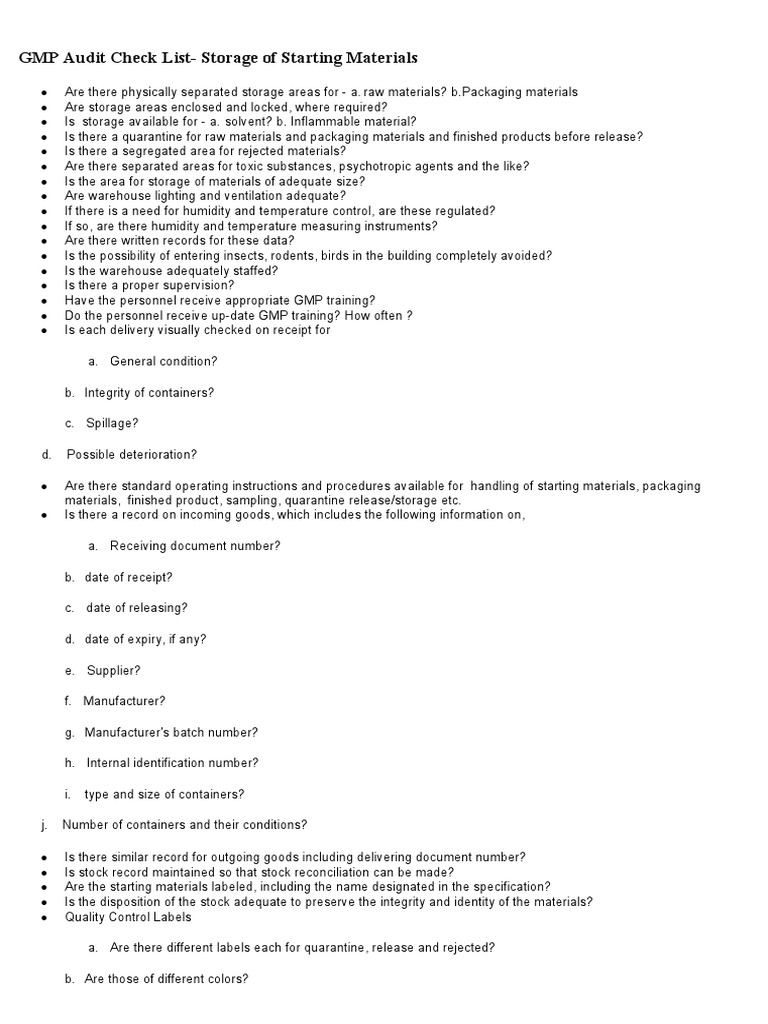 Storage and Handling Procedures for Raw Materials and Packaging ...
