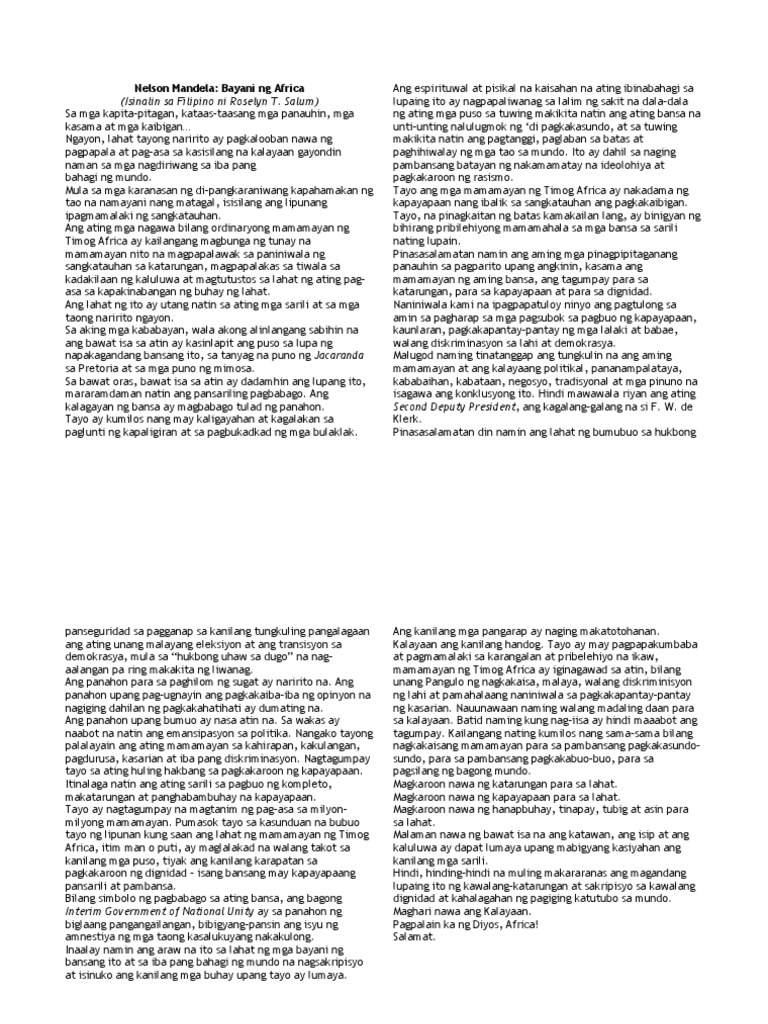 Nelson Mandela Talumpati | PDF