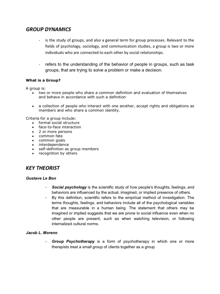 Group Dynamics | PDF | Metaphysics Of Mind | Behavioural Sciences
