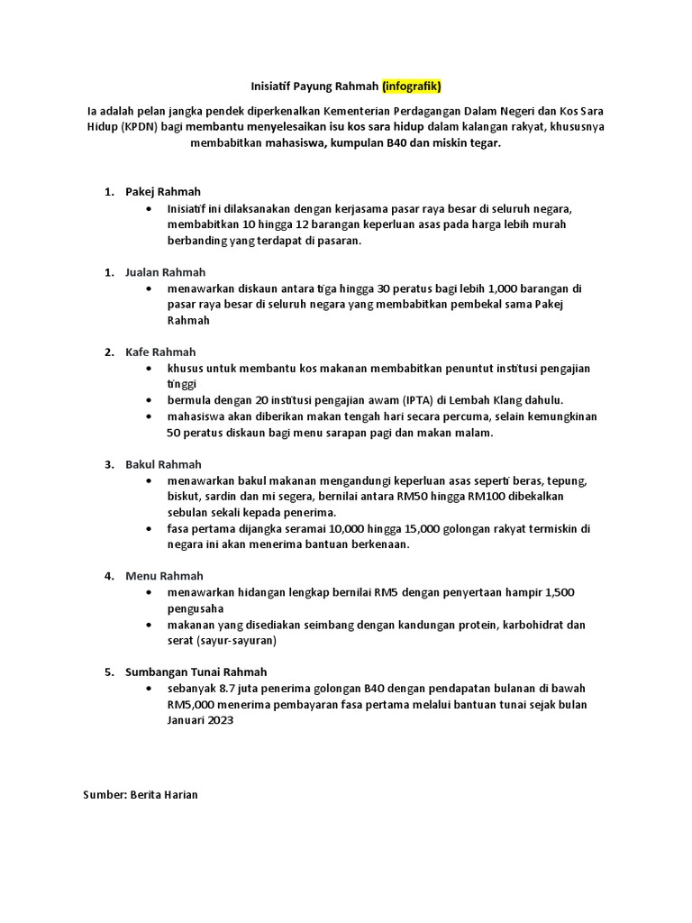 Inisiatif Payung Rahmah: Solusi Kos Hidup | PDF | Ilmu Sosial ...