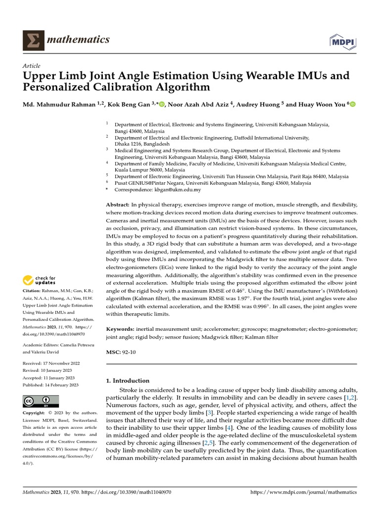 Mathematics 11 00970 | PDF | Kalman Filter | Inertial Navigation System