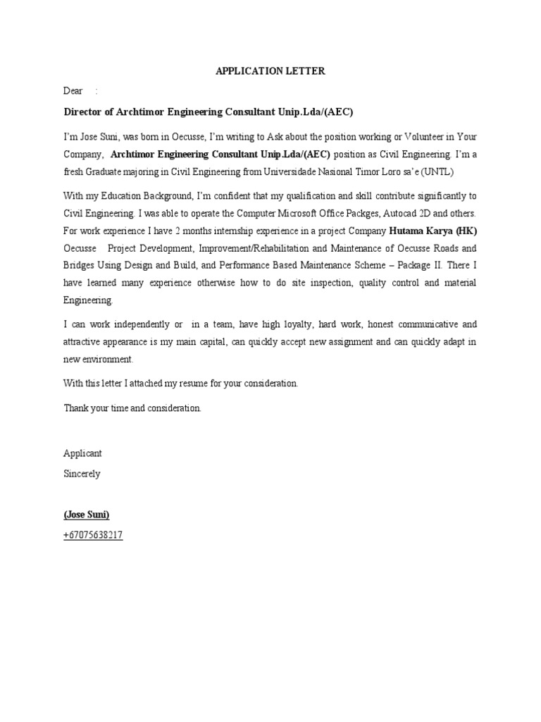 Application Letter | PDF