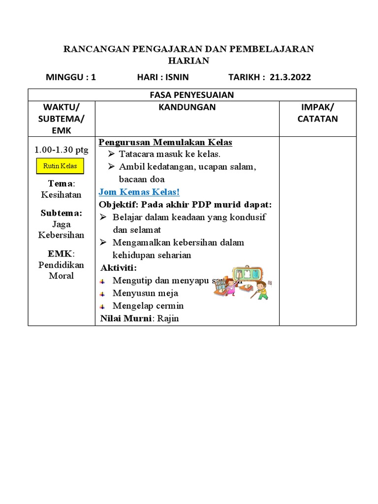 Contoh RPH TRANSISI 2022 | PDF