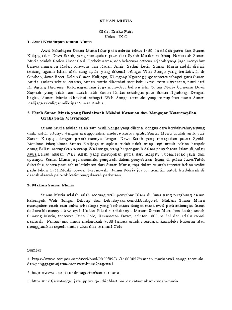 SUNAN MURIA& Sunan Kudus Print | PDF