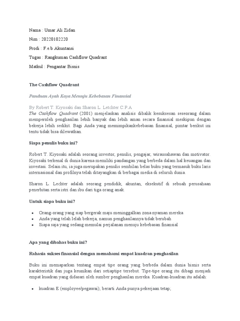 Cashflow Quadrant Summary | PDF