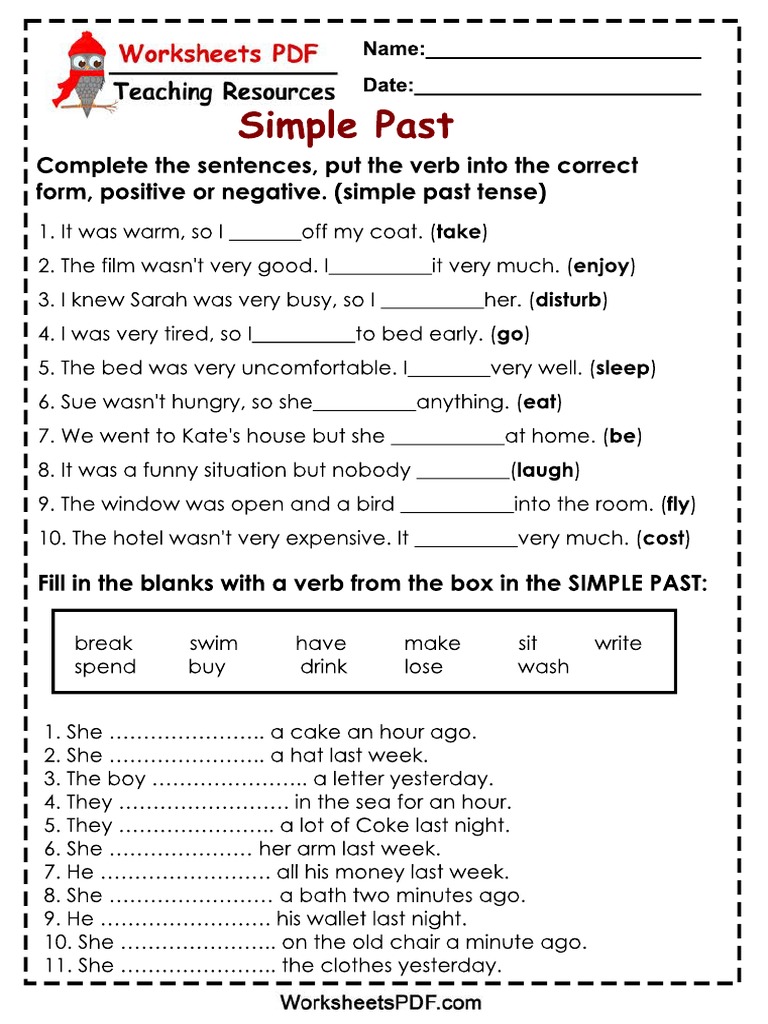 Fill in the Blanks: Simple Past Verbs | PDF