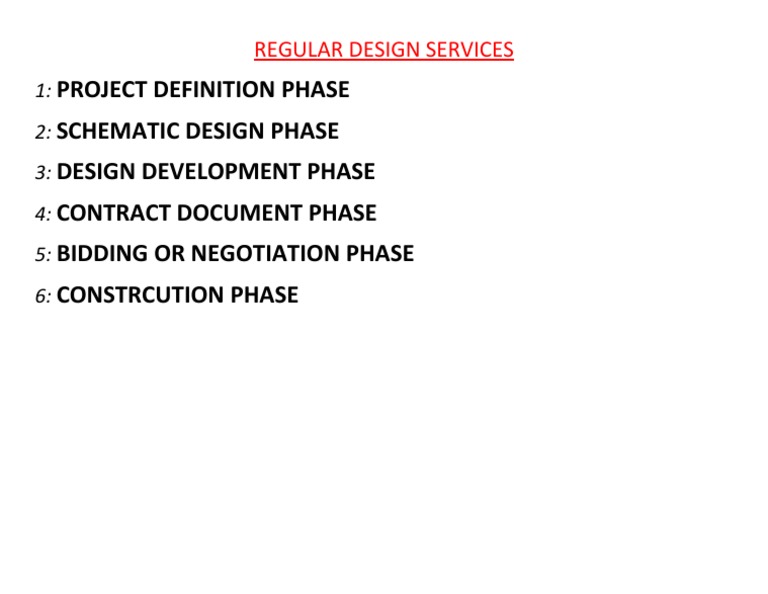Project Definition Phase Schematic Design Phase Design Development ...