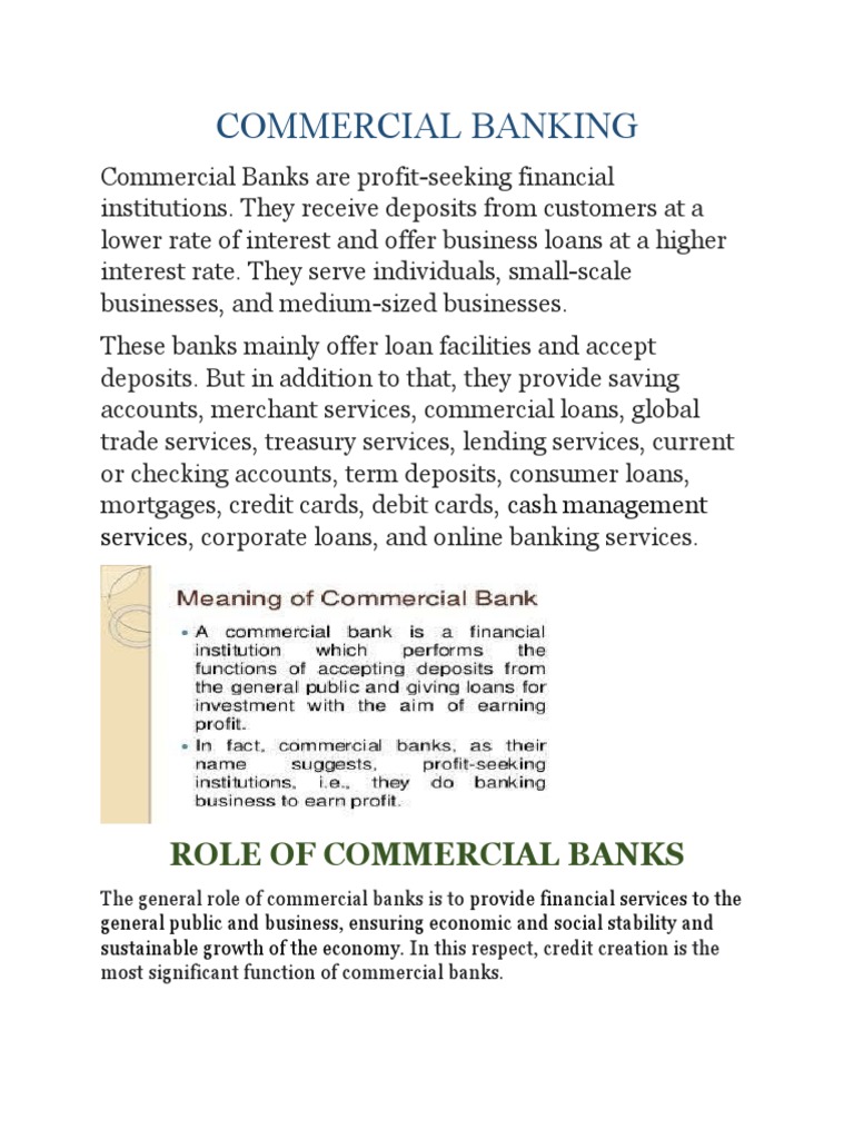 Commercial Banking Role | PDF | Banks | Finance & Money Management