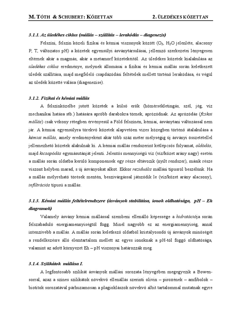 M. T & S: K 2.: 3.1.1. Az Üledékes Ciklus (Mállás - Szállítás - Lerakódás - Diagenezis) | PDF