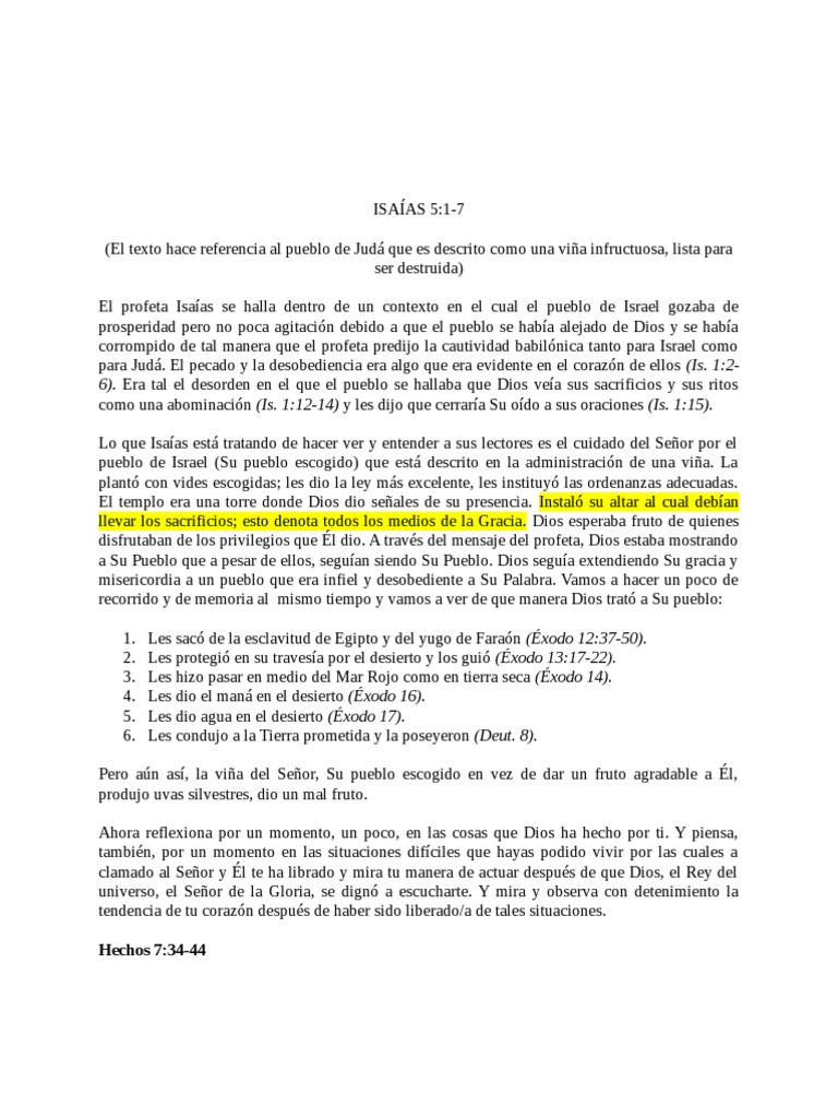 La Viña Infructuosa Isaías 5 - 1 - 7 | PDF | Libro del éxodo | Moisés