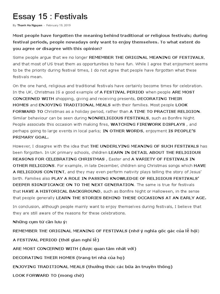 Essay 15 - Festivals | PDF | Festival | Christmas