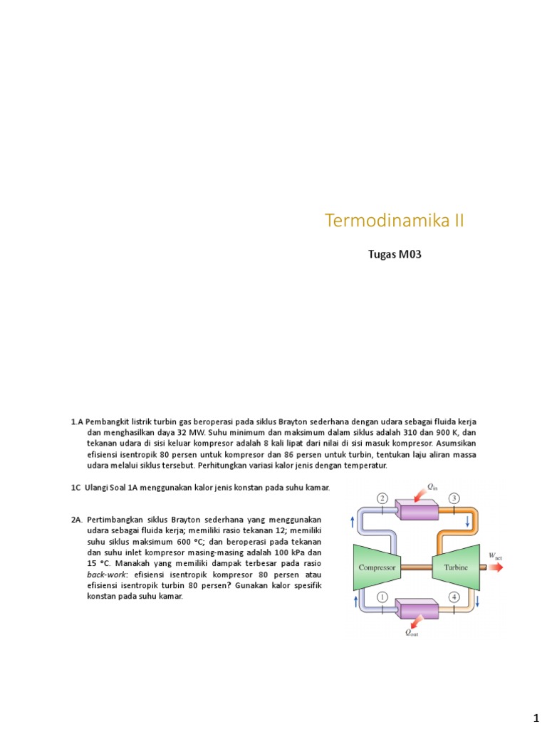 Tugas Termodinamika II: Siklus Brayton dan Efisiensi | PDF | Metode & Bahan Ajar | Sains ...
