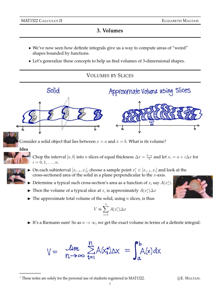 Calculus II: Volume Calculation Methods | PDF | Integral | Geometry