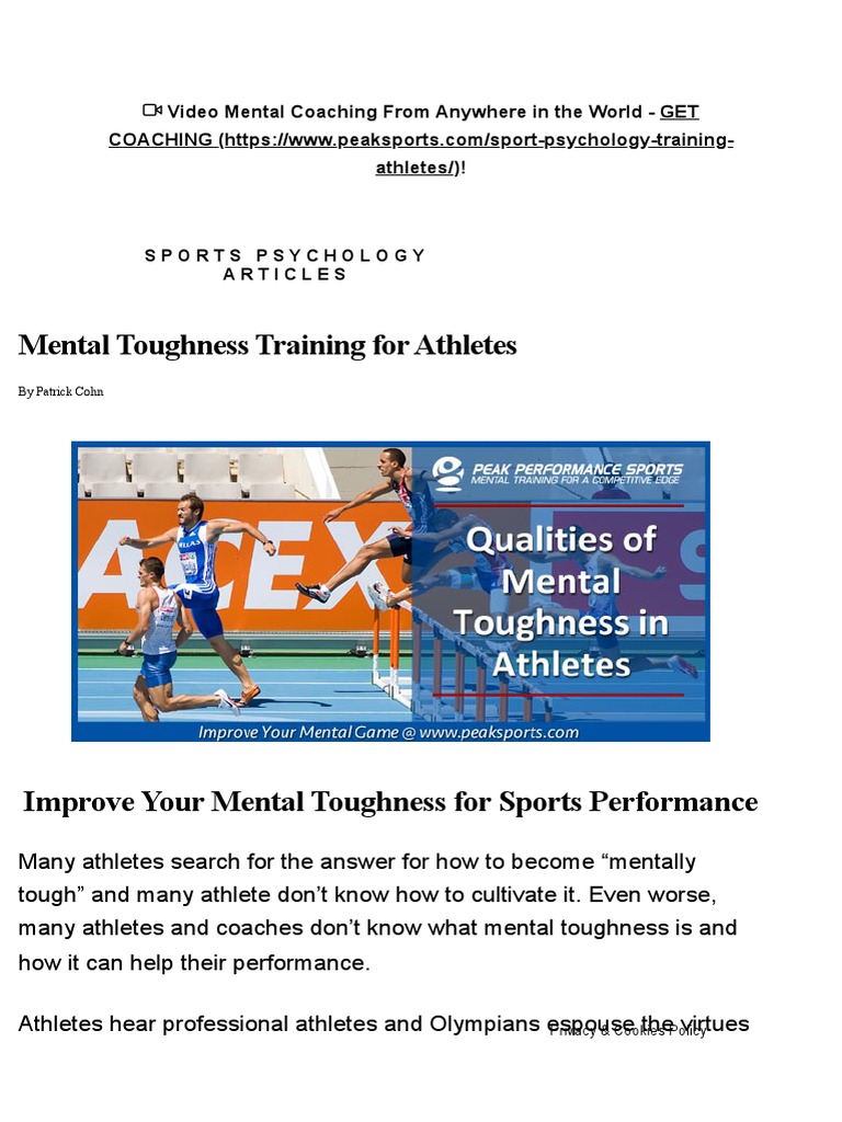 Athlete's Mental Toughness Training - Sports Psychology Articles | PDF ...