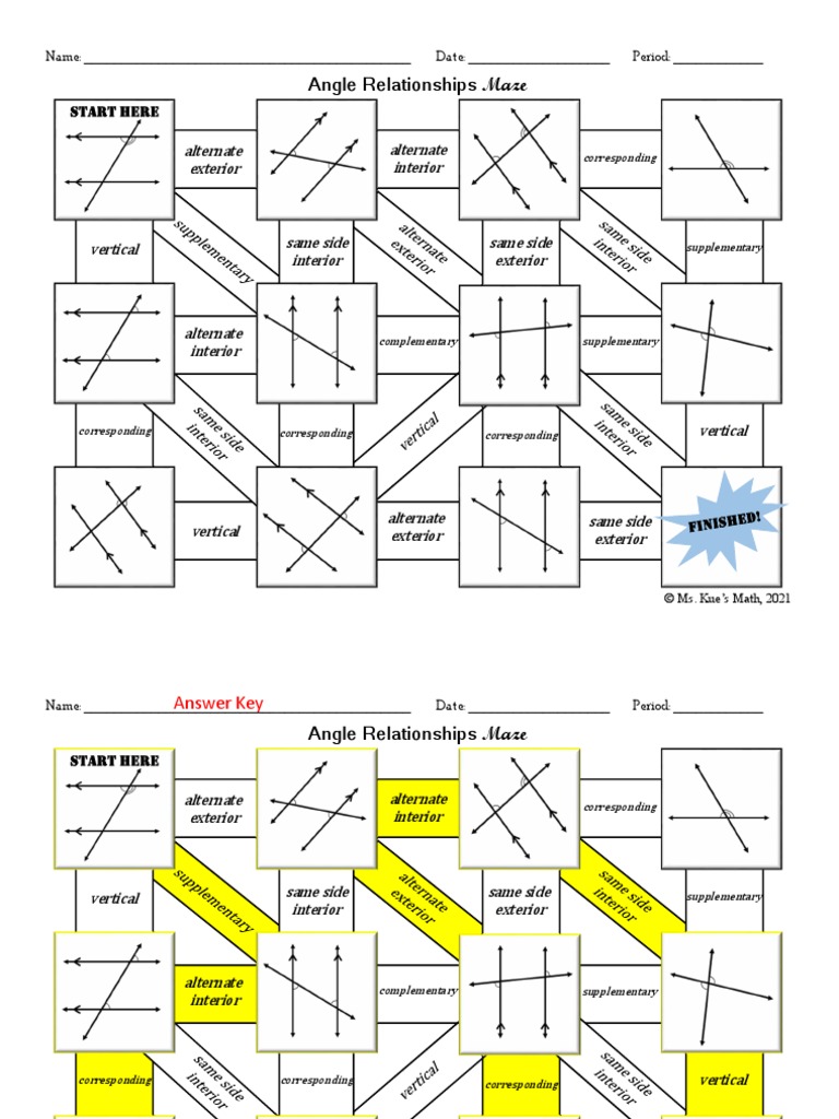 Demo Transversal Angle Relationships Maze 6944803 | PDF