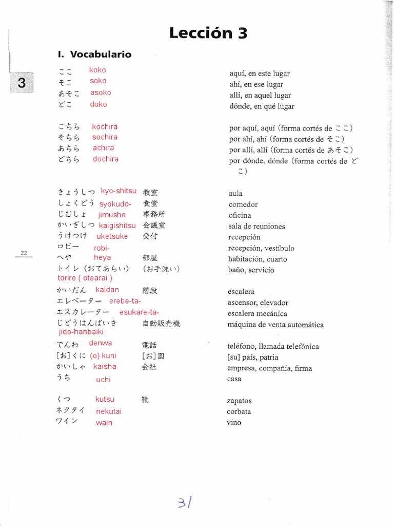 Japonés Vocabulario | PDF