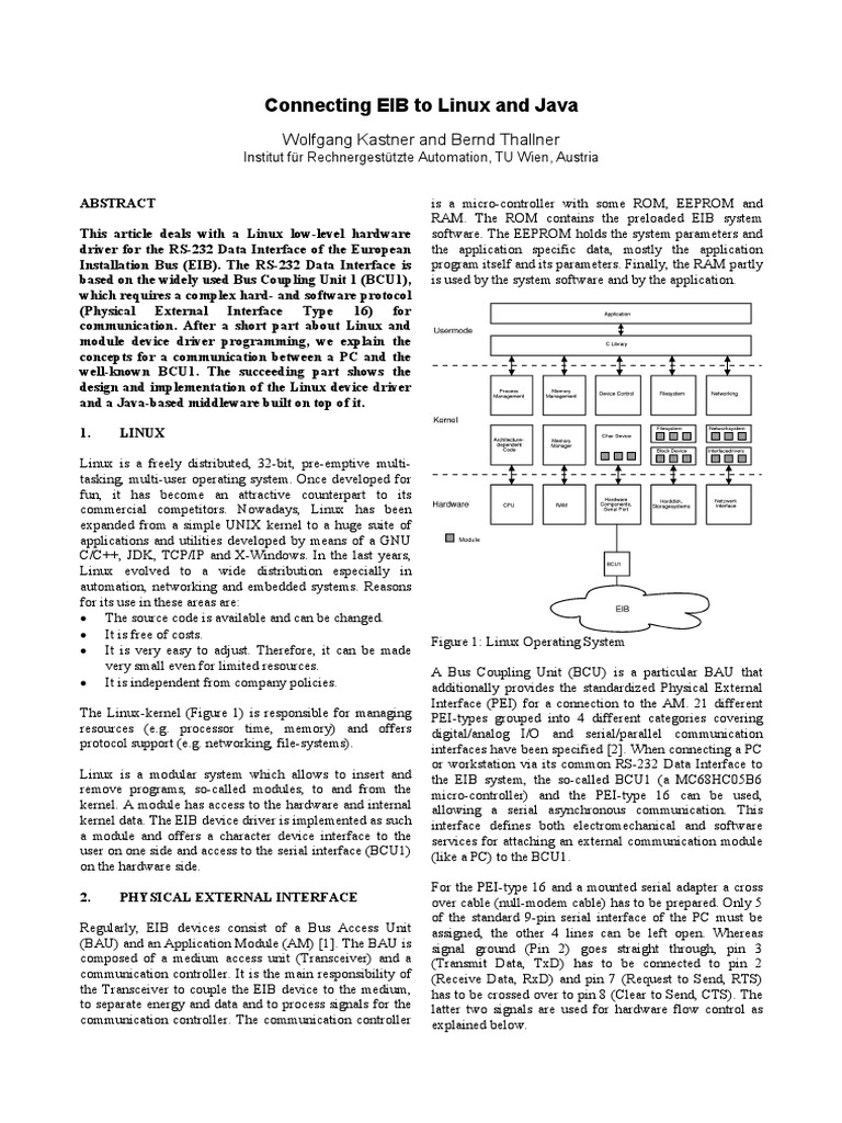 Connecting EIB To Linux and Java: Wolfgang Kastner and Bernd Thallner | PDF | Device Driver ...