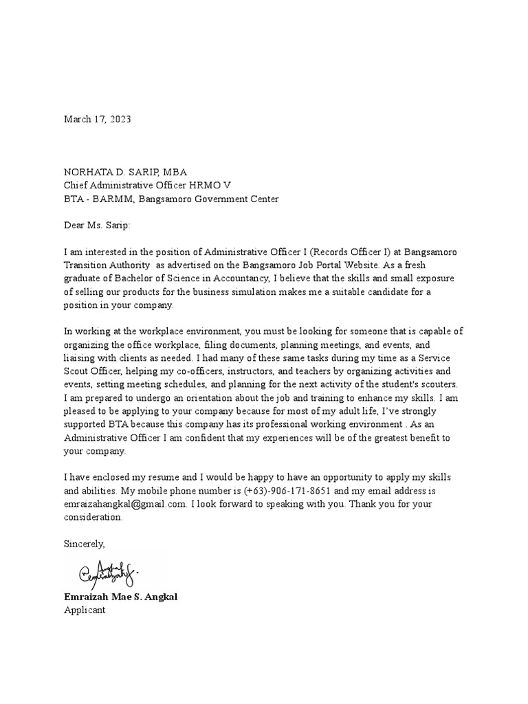 Application Letter For Immersion | PDF | Career & Growth