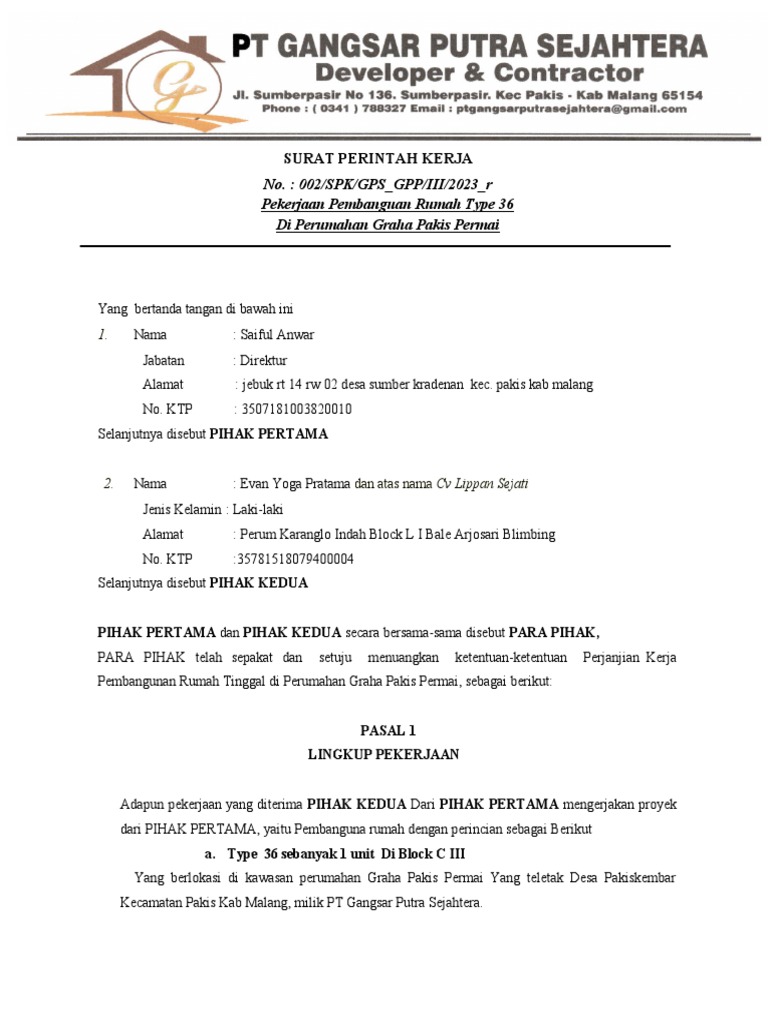 Format SPK GPP | PDF