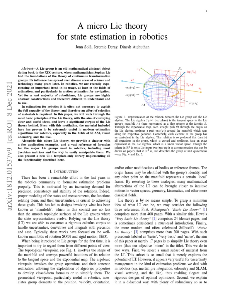 A Micro Lie Theory For State Estimation in Robotics | PDF | Lie Groups ...