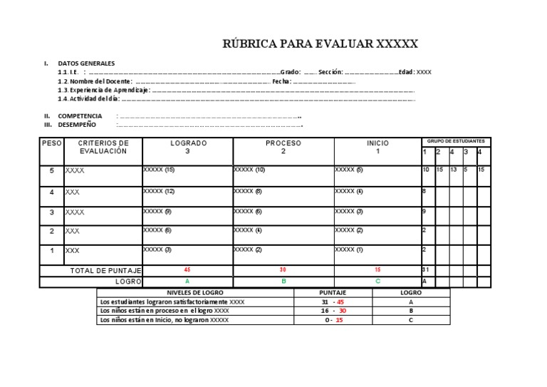 Esquema Rubrica de Evaluacion Ok | PDF