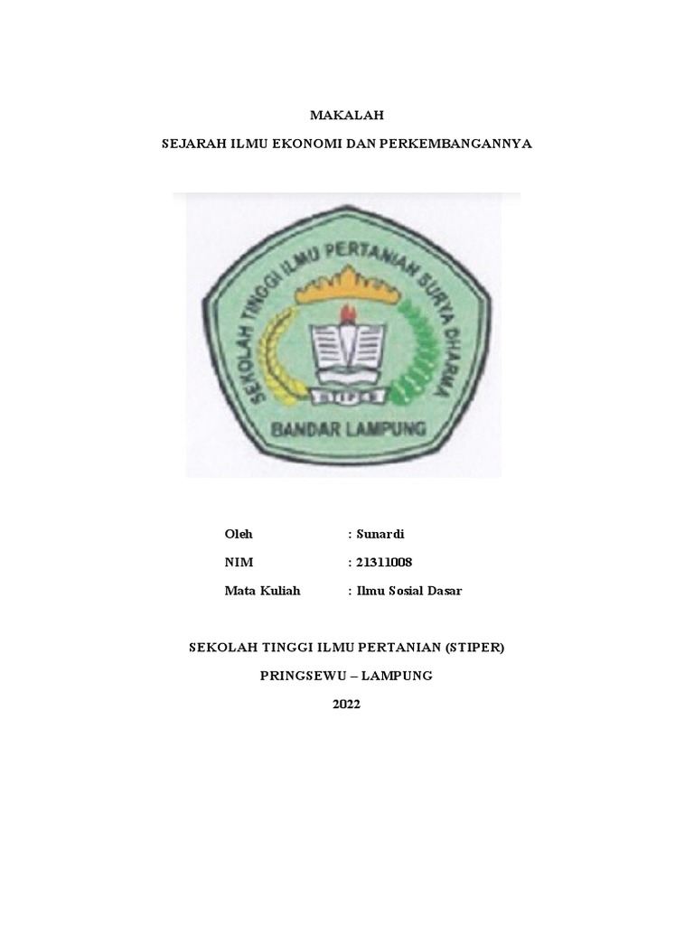 Makalah Sejarah Ilmu Ekonomi Dan Perkembangannya | PDF | Ilmu Sosial | Sains & Matematika