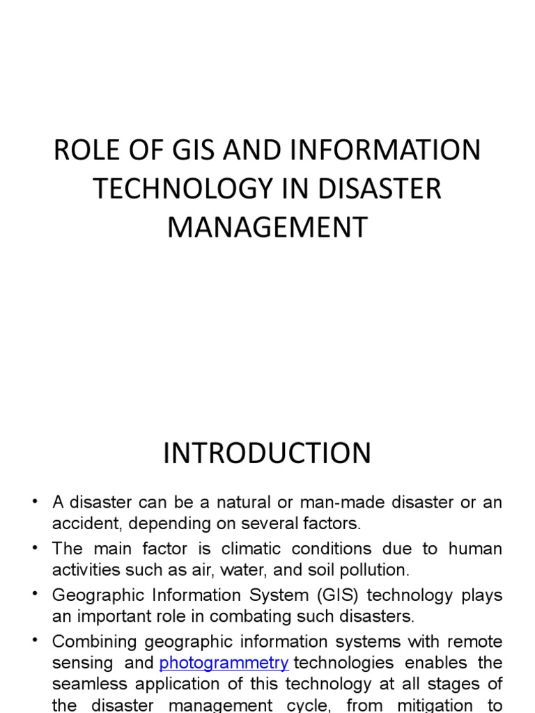 Role of Gis and Information Technology in Disaster Management | PDF ...