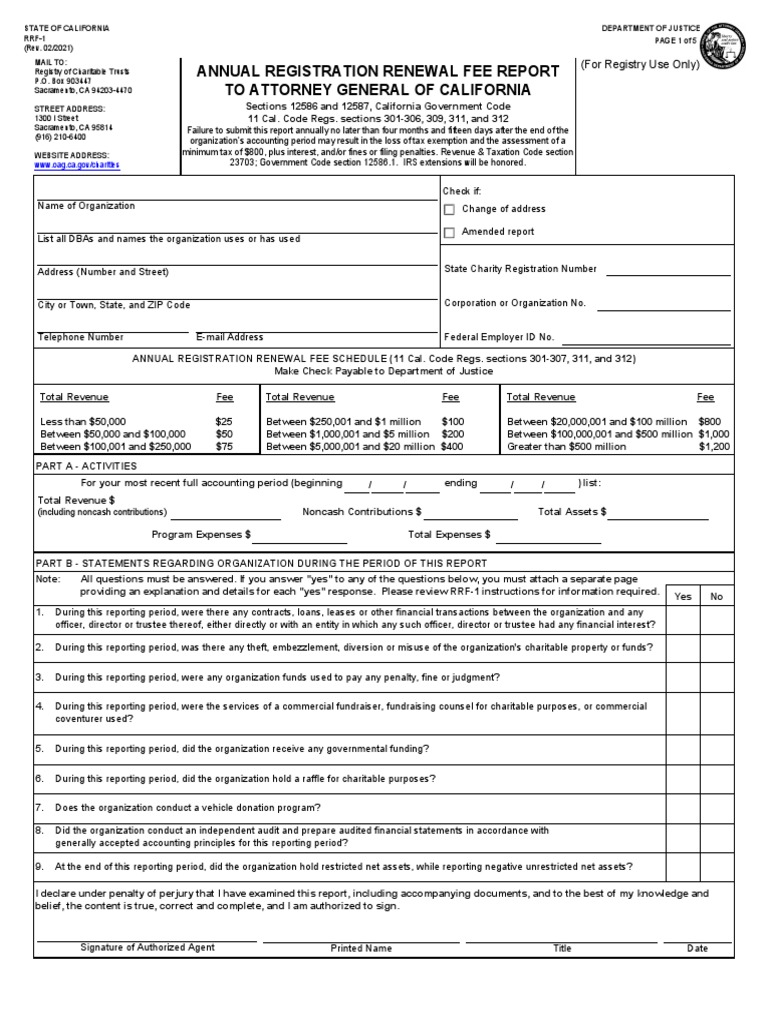rrf1 Form | PDF | Charitable Organization | Internal Revenue Service