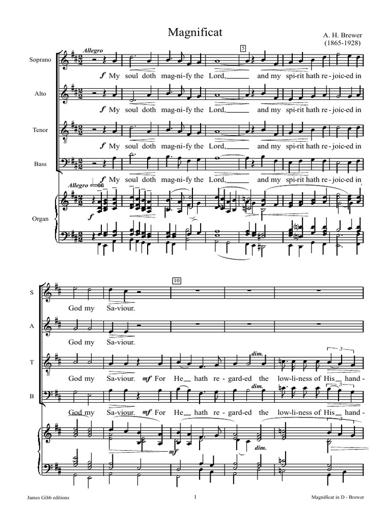 Brewer Magnificat in D | PDF Brewer Magnificat in D | PDF