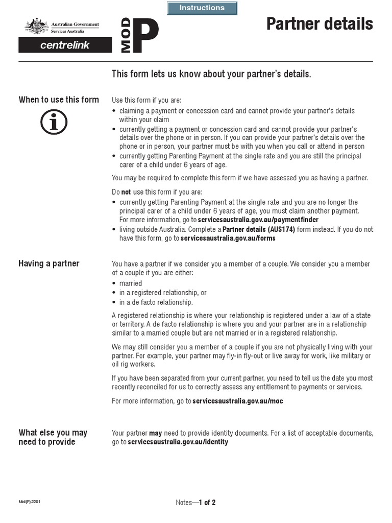 Partner Details: This Form Lets Us Know About Your Partner's Details | Download Free PDF ...