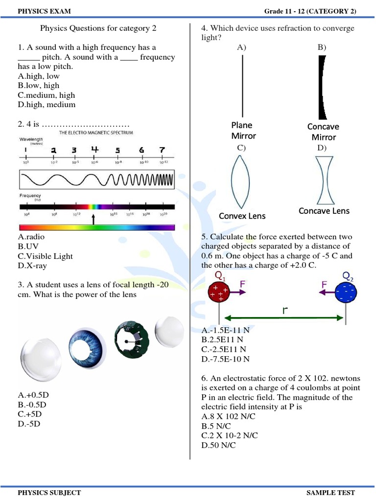 Physics-Category-2-11th-_-12th-grades-SAMPLE-TEST (1) | PDF | Density ...