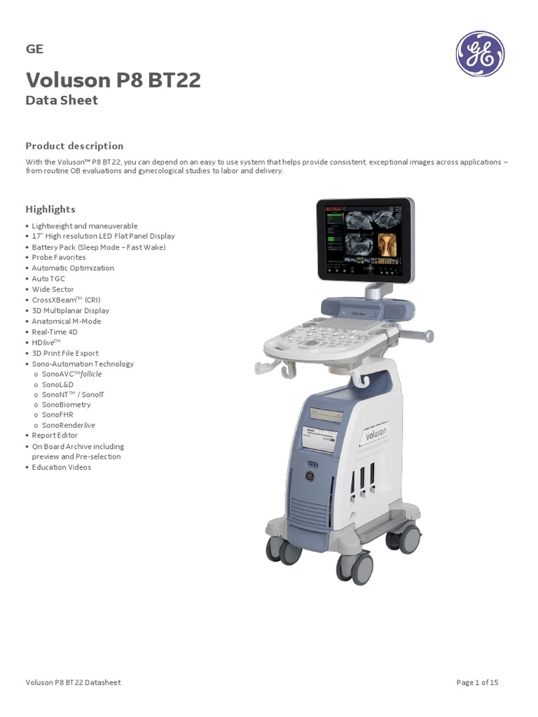 Voluson P8 BT22 - DOC2624098 Rev1 - Commercial | PDF | Data Compression | Medical Ultrasound