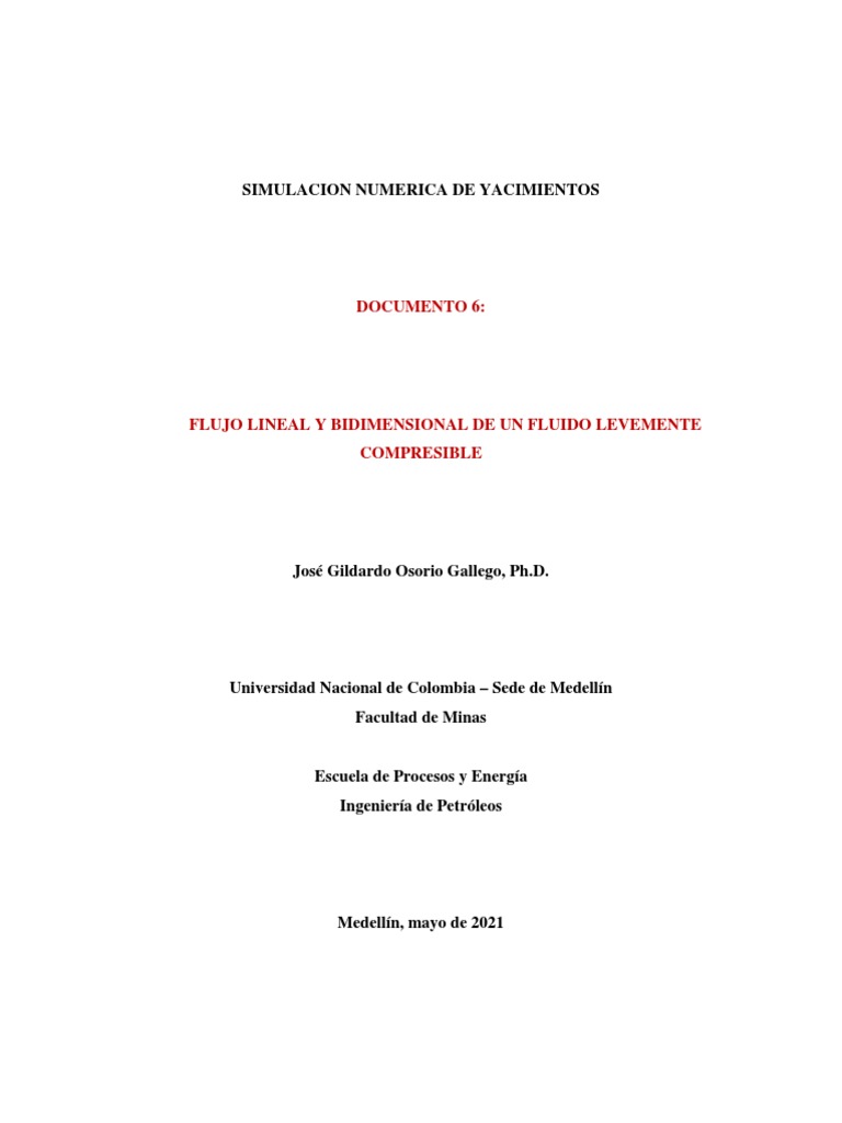 Simulacion Numerica de Yacimientos: Documento 6 | PDF | Ecuaciones | Objetos matemáticos