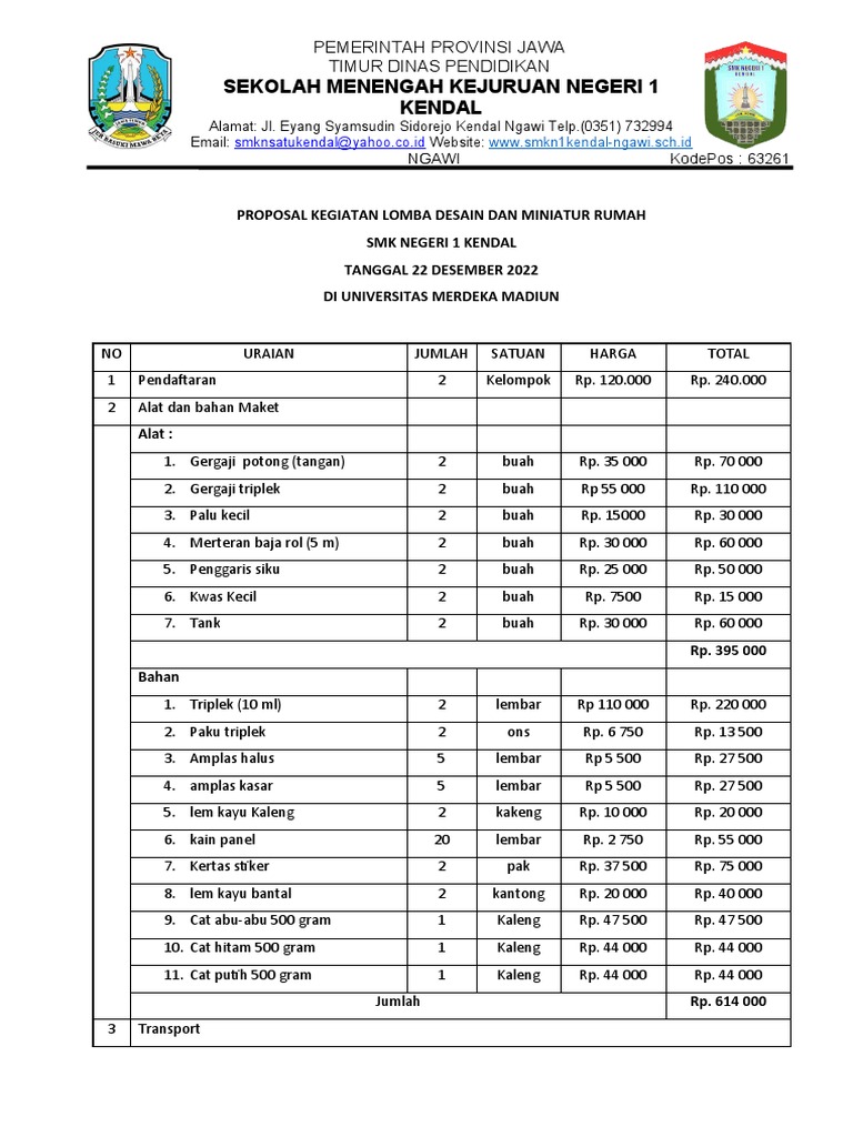 Contoh Proposal Lomba Membuat Maket | PDF | Griya & Taman