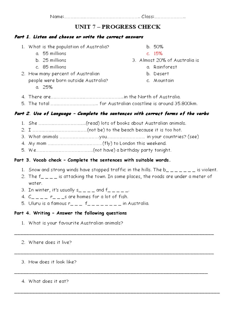 Global stage 4-U7-Progress check | PDF