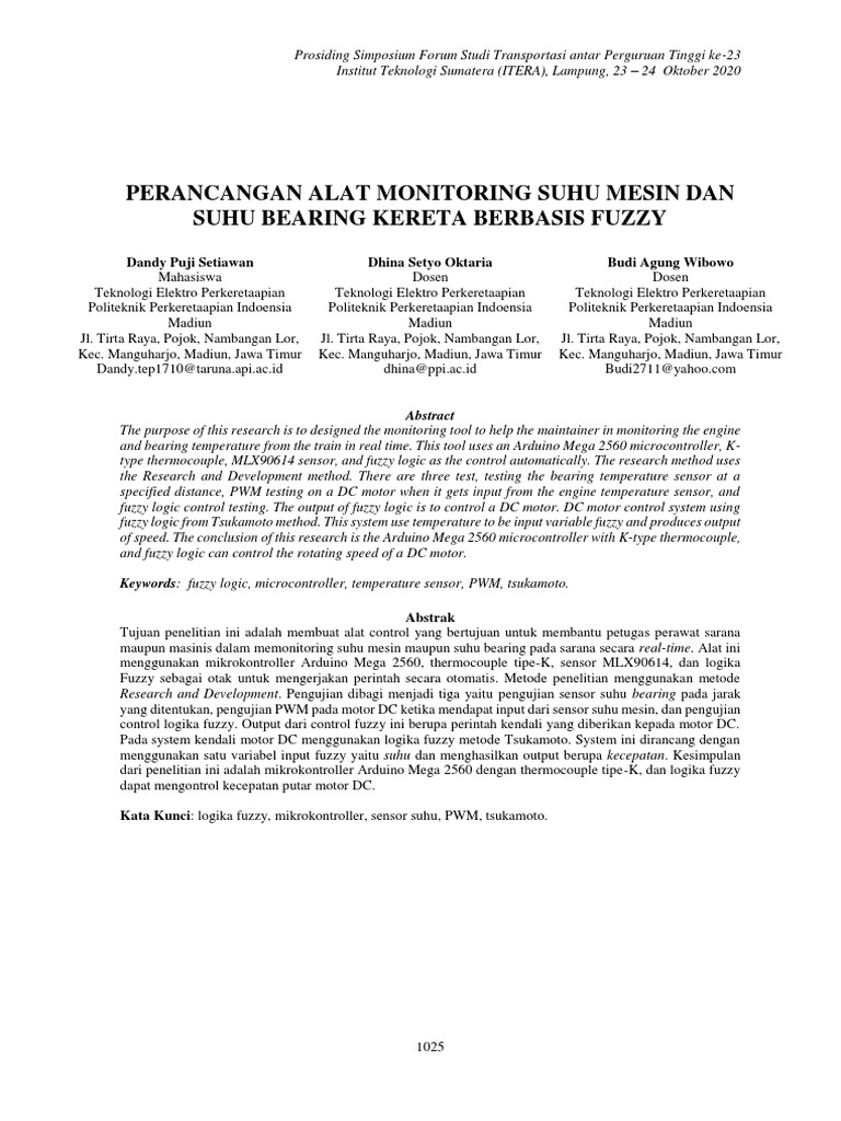 Monitoring Suhu Bearing Kereta Fuzzy | PDF