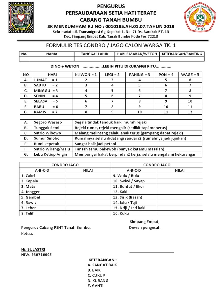 Formulir Tes Jago | PDF