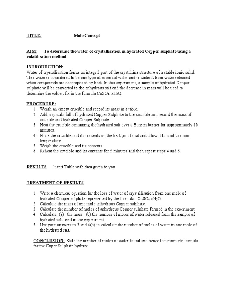 Mole Concept Lab | PDF