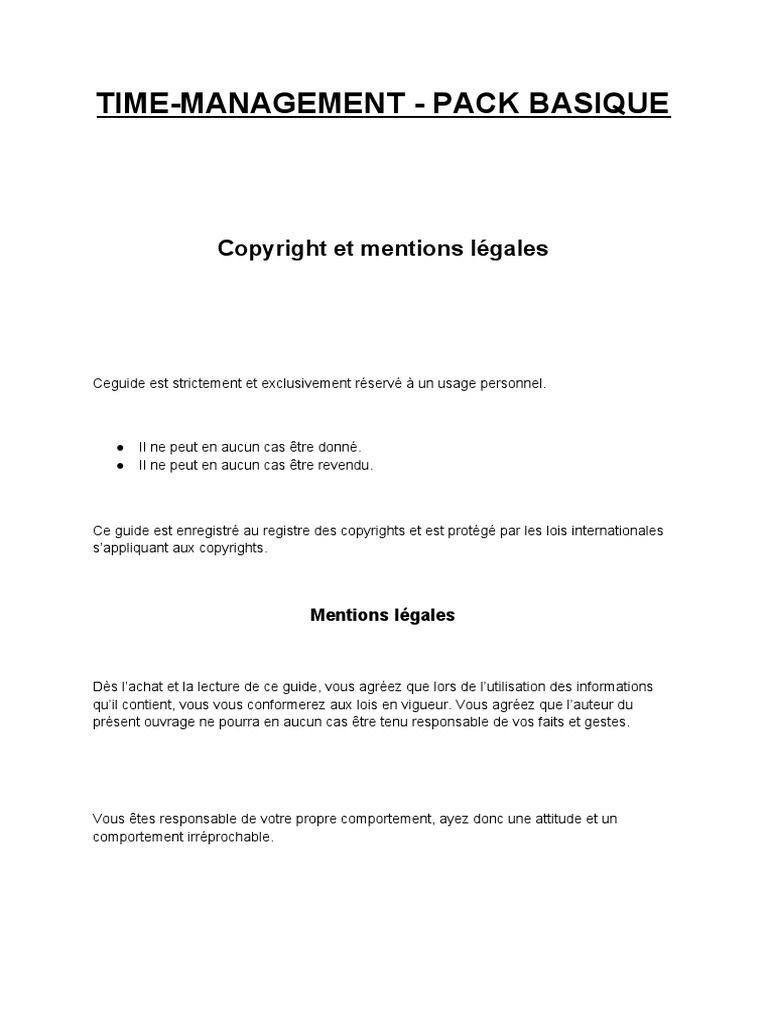 Time-Management - Pack Basique | PDF | Plaisir | Dopamine