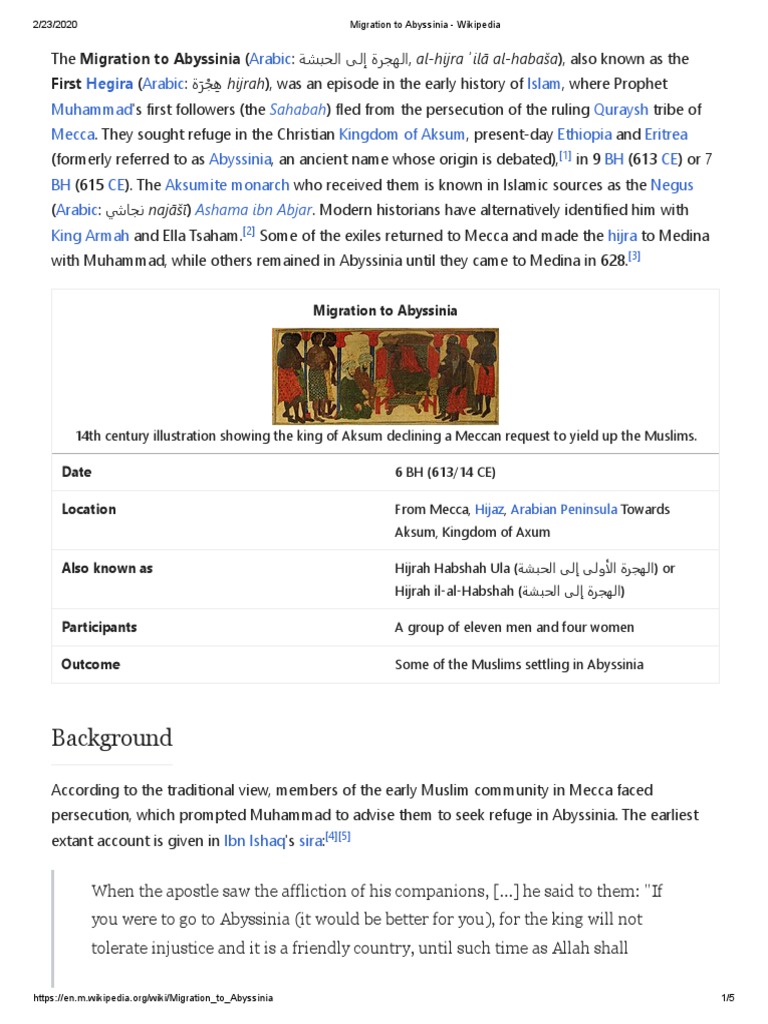 Migration To Abyssinia - Wikipedia | PDF | Life Of Muhammad | Muhammad